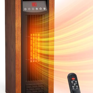 Air Choice Infrared Heater, 1500W Space Heater for Indoor Use with Thermostat, Remote, 3 Modes, 12H Timer, Fast Heating, Tip-over & Overheat Protection, Child Lock, Tower Heater for Bedroom, Office