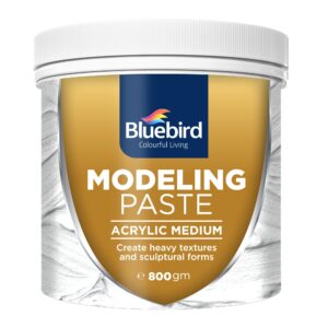 bluebird professional thick modeling paste 571ml / 28.2oz - high density, acrylic medium - for texture and thickness, dimension additive (white, 28.2 oz / 800gm)