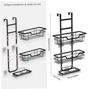 Hanging Shower Organizer Heavy Duty 3 Tiers Over The Shower Door Caddy Shower Rust Resistant Metal Shelf No Drilling Bathroom Shower Organizer with Side Hooks for Body Wash Towels Shower Han