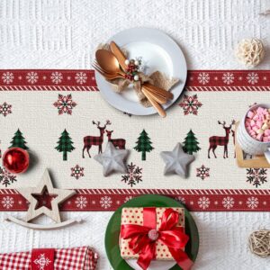 Nialnant Christmas Decorations Indoor,Elk Table Runner for Christmas,Farmhouse Table Runners for Party Home Decor Living Room Dining Table Coffee Table -13 x 72 Inch