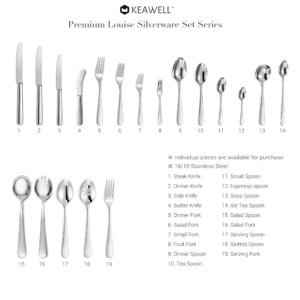 KEAWELL Premium 9.3" Louise Dinner Knives, Set of 4, Brightly-Mirror polished, Stainless Steel, Dishwasher Safe (Smooth)