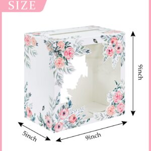 HEIPINIUYE Pink Card Box for Party Floral Gift Card Box Holder Wedding Card Box Money Box Card Box Holder for Wedding Baby Shower Bridal Shower Birthday Party Card Holder Box