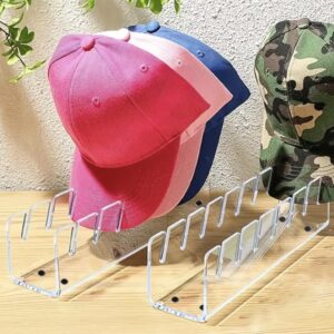 generic Hat Stand for Baseball Caps 2 Pack - Acrylic Hat Holder Display and Organizer- No-Install Holder for 14 Baseball Caps - Ideal for Closet, Dresser, or Shelf, ‎Clear