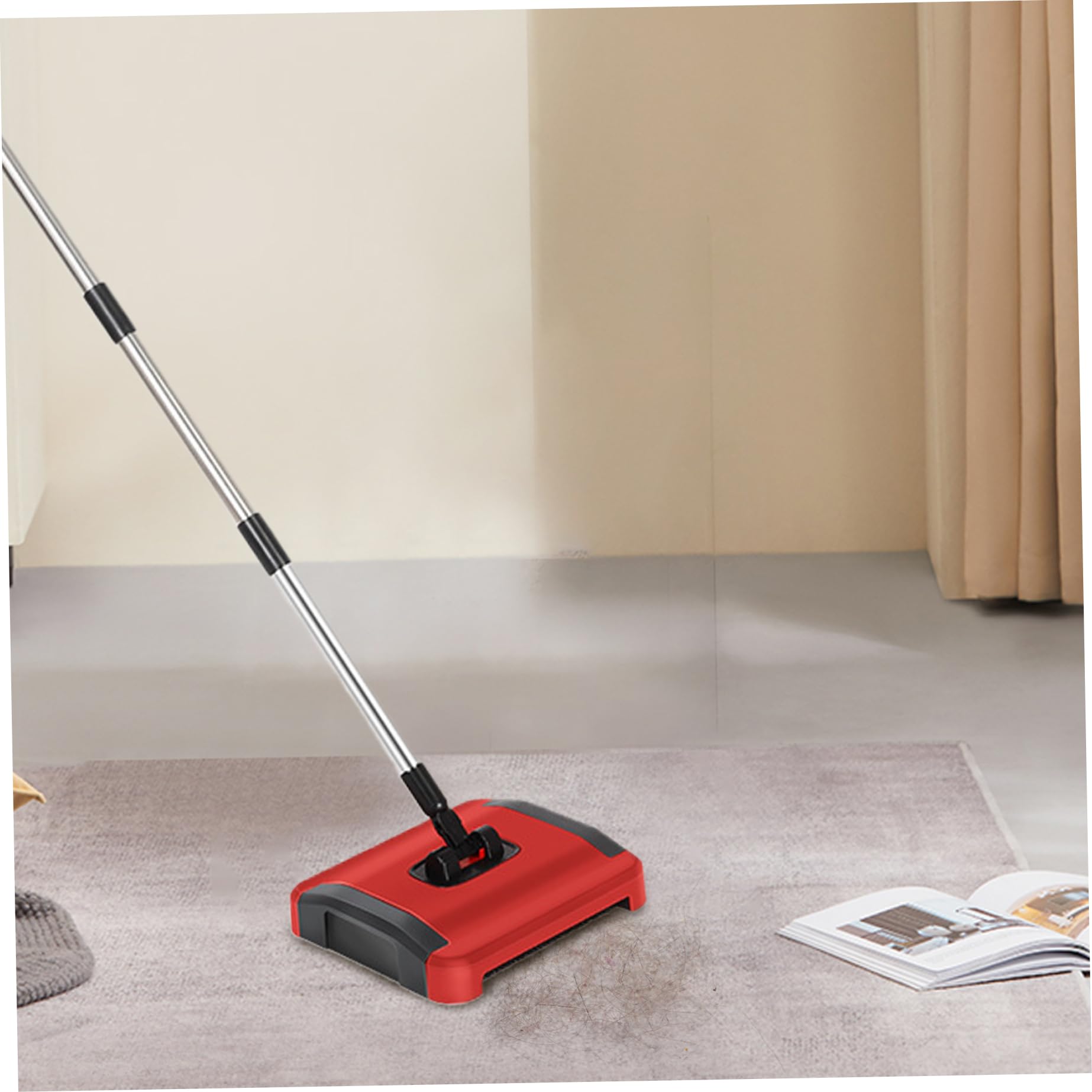 Carpet Sweeper Manual 3 Rolling Brushes Floor Sweeper Carpet Brush with Wheels and Large Waste Bin 43inch Detachable Carpet Cleaner for Pet Hair Dust Debris Floor Sweeper Carpet Sweeper Manu