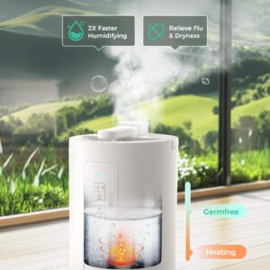 Healthy Warm Mist Humidifiers for Bedroom, 3L/100oz Stainless Steel Humidifier Easy Clean, Steam Humidifier for Living Room, Whisper-Quiet, Filterless and Simple Use