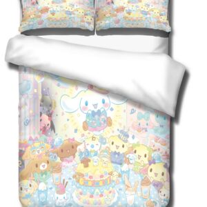 EIANLAI 3 Piece Anime Bedding Set 3D Printed Cartoon Soft Duvet Cover Set for Bedroom (1 Duvet Cover & 2 Pillowcases)-Twin