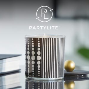 PartyLite Fig Fatale Monochrome Jar Candle – Elegant Black & White Design, Premium Fig & Vanilla Fragrance, Romantic Fruity Blend, 40-60 Hours Burn Time