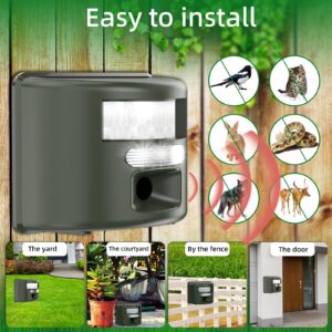 Ultrasonic Bird Repeller,Adjustable Silent Bird Repellent with Motion Sensor,Flashing Light,and Safety Alarm,Repels Bird Pigeons,woodpeckers and Other Large Animals,Suitable for Birds and Animals.