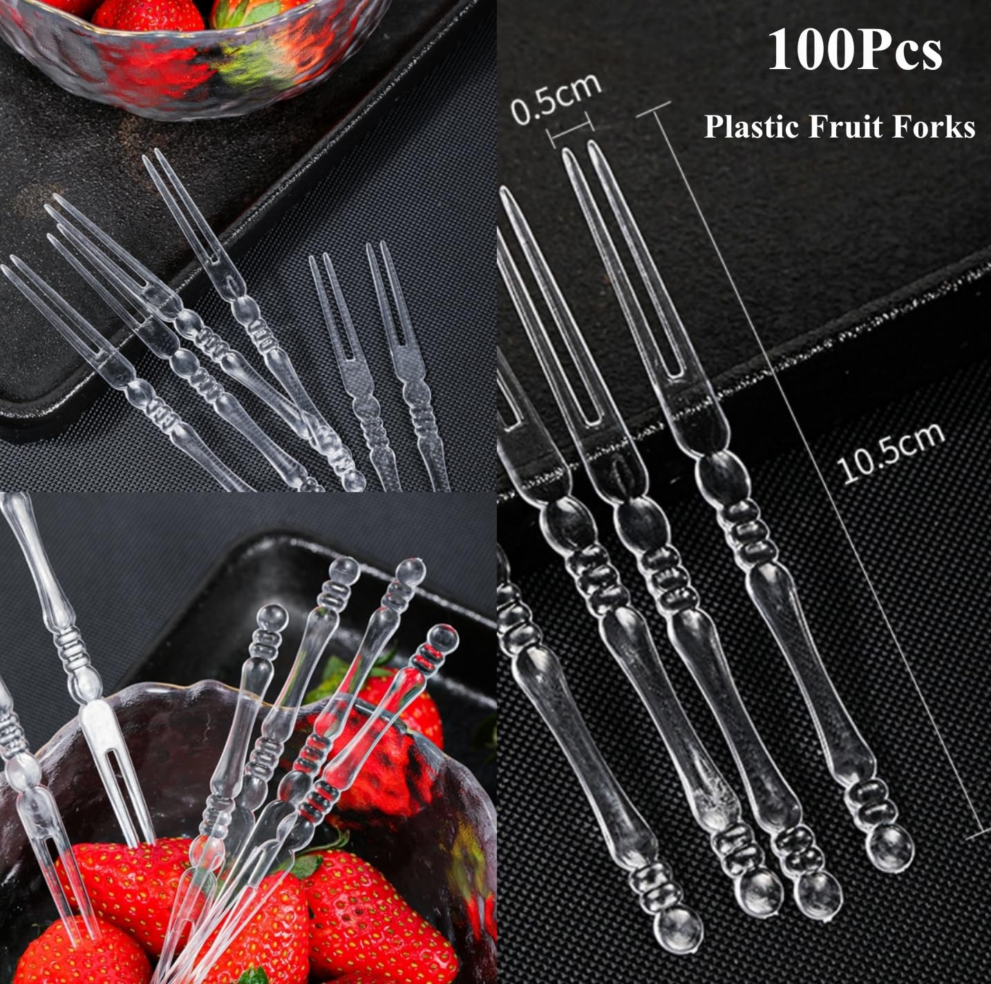 Generic 3-in-1 Watermelon Fork Slicer Cutter, 104Pcs Watermelon Forks Cutter Slicer Tool Kit, Stainless Steel Watermelon Melon Baller Scoop Popsicle Cutter Tool Knife Fruit Forks for Camping Kitchen