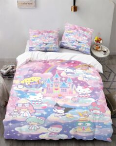 eianlai 3 piece anime bedding set 3d printed cartoon soft duvet cover set for bedroom (1 duvet cover & 2 pillowcases)-twin