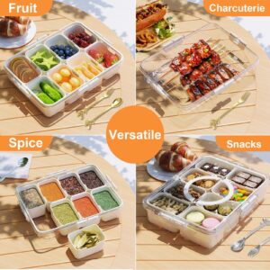 2Pack Snackle Box, Snack Box Container, Divided Serving Tray with Lid, Snack tray, Snack Organizer for Candy, Fruits, Nuts, Spices, Vegetable, Snacks - For Party, Picnic, Entertaining