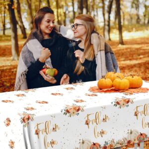 HAKOTI 3Pieces Fall in Love Bridal Shower Decorations Tablecloth, Fall in Love Decorations Tablecloth, Fall in Love Table Cover for Fall Bridal Shower Decorations Fall Engagement Party Decorations