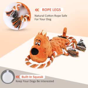 Generic Dog Plush Toy for Small, Medium and Large Dogs, Dog Squeaky Toy to Keep Them Busy, Tough Puppy Chewing Toys with Rope and Crinkle Paper, Relieve Boredom, Brown