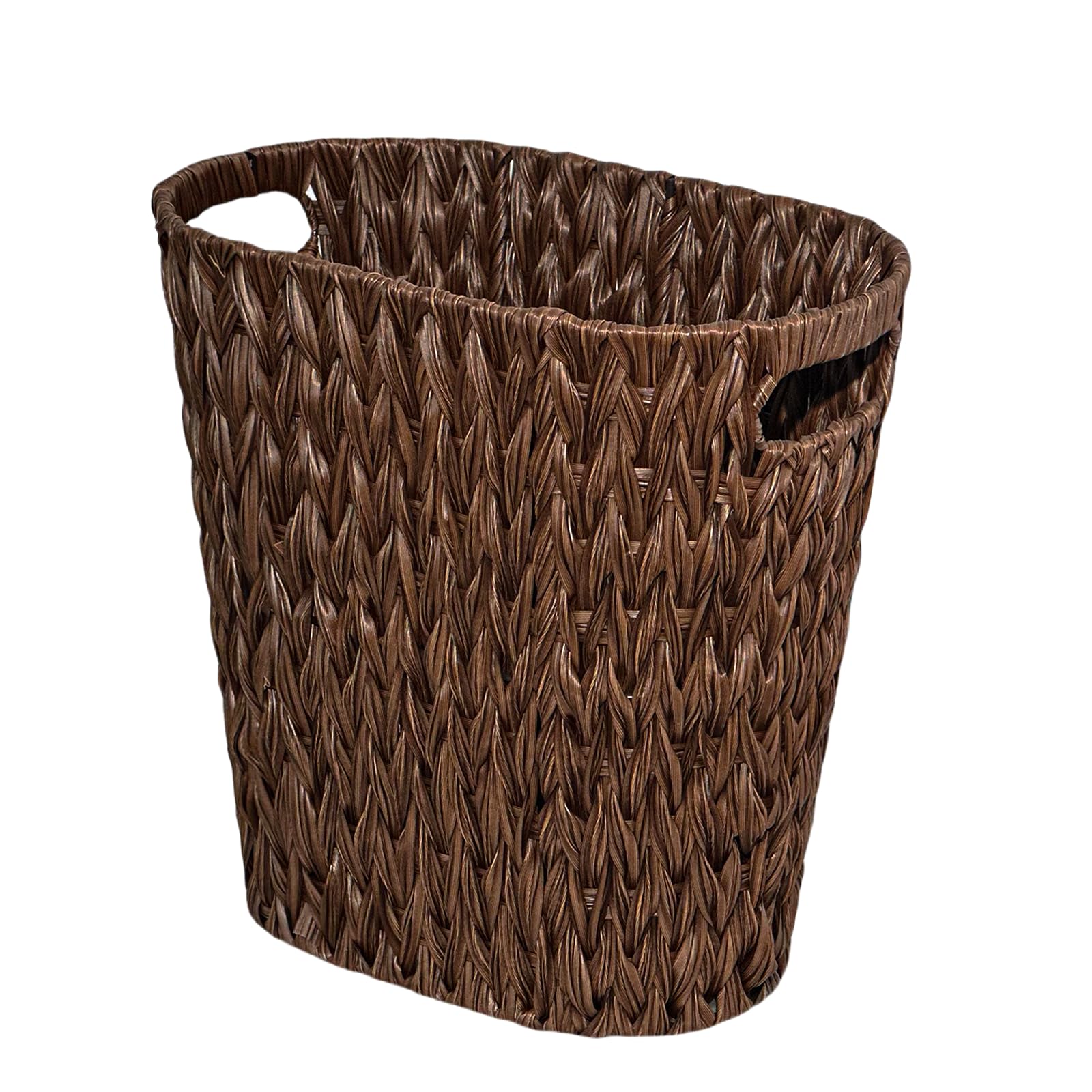 PINXIURY Wicker Trash Can,Watse Basket, Woven Bathroom Trash Can with Handles, Waste Paper Basket, Trash Cans for Bedroom,Decorative Boho Trash Can, 19 Liters/5 Gallons