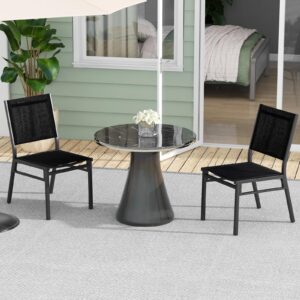 Giantex Outdoor Patio Dining Chair Set of 4, Armless Dining Chair with Breathable Fabric Seat & Backrest, Heavy Duty Aluminum Frame, Outside Lightweight Patio Chairs for Porch Garden Yard Poolside