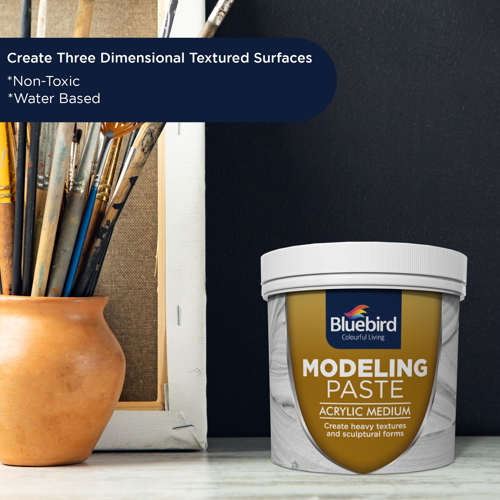 Bluebird Professional Thick Modeling Paste 571ML / 28.2Oz - High Density, Acrylic Medium - for Texture and Thickness, Dimension Additive (White, 28.2 Oz / 800GM)