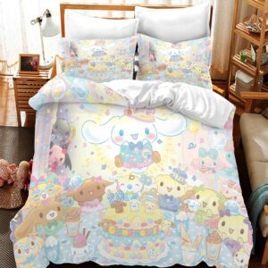 EIANLAI 3 Piece Anime Bedding Set 3D Printed Cartoon Soft Duvet Cover Set for Bedroom (1 Duvet Cover & 2 Pillowcases)-Twin