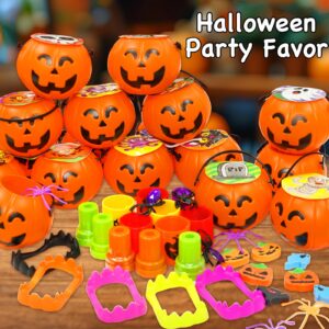 192 PCS Halloween Party Favors For Kids, 24 Pack Prefilled Halloween Pumpkins With Toys Halloween Toys Bulk for Halloween Party School Classroom Prizes Rewards Trick or Treats Gifts