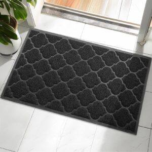 door mat outdoor, 29x17, welcome mats for entryway, front doormat for home entrance, patio, garage, rv mats for outside, indoor floor mat, durable, non-slip, catches muddy and dirt(black)