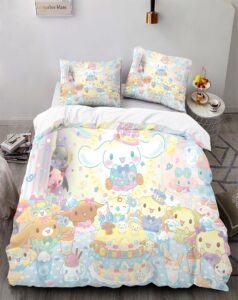 eianlai 3 piece anime bedding set 3d printed cartoon soft duvet cover set for bedroom (1 duvet cover & 2 pillowcases)-twin