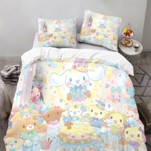 EIANLAI 3 Piece Anime Bedding Set 3D Printed Cartoon Soft Duvet Cover Set for Bedroom (1 Duvet Cover & 2 Pillowcases)-Twin