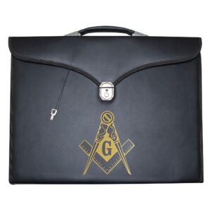 uk empire group masonic apron & chain collar case leather master mason (printed) mm, provincial size – freemason carrying bags (gold)