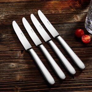 KEAWELL Premium 9.3" Louise Dinner Knives, Set of 4, Brightly-Mirror polished, Stainless Steel, Dishwasher Safe (Smooth)