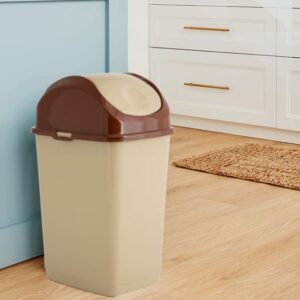 Generic VcJta Swing Top Lid Trash Can for Under Desk Organization 9 Gallon Plastic Waste Bin Office Home Garbage Receptacle, Beige, E285131478519