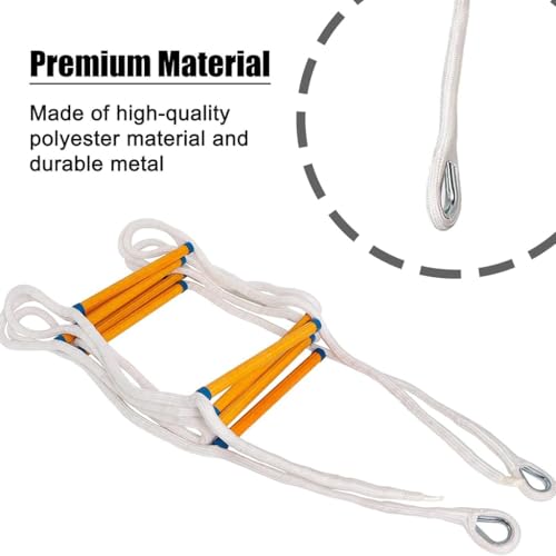 Fire Escape Ladder Emergency Rope Ladders with Carabiners Reusable Fire Ladder Withstand Weight up to 2000 pounds, Portable & Reusable(16F/5M)