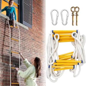 fire escape ladder safety balcony rope ladder with hooks home window balcony railing tree house, weight capacity up to 2000 pounds(16f/5m)