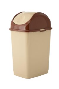 generic vcjta swing top lid trash can for under desk organization 9 gallon plastic waste bin office home garbage receptacle, beige, e285131478519