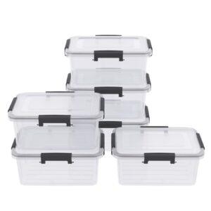 joyeen 10 liter plastic storage conatiner, 6 pack clear latch boxes with seal circle/lids