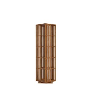 yowos rotating bookshelf tower, 360 display spinning bookshelf, bamboo bookshelf floor standing storage rack, wood narrow book shelf organizer for kids&adults, walnut 5 tier