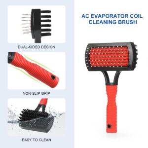 LANMU Air Conditioner Evaporator Coil Cleaning Brush AC Condenser Coil Fin Comb Straightener HVAC Cleaner Brush (1 Fin Comb + 1 Dual-Sided Evaporator Coil Cleaner Brush)