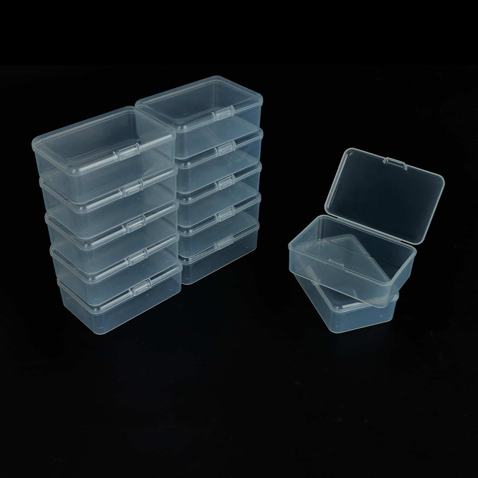 zjztian Mini Small Plastic Containers, Clear Storage Containers, Small Plastic Box,Containers Box for Collecting Small Items, Beads, Jewelry, Business Cards, parts, Crafts (3.74x2.55x1.29-12pack)