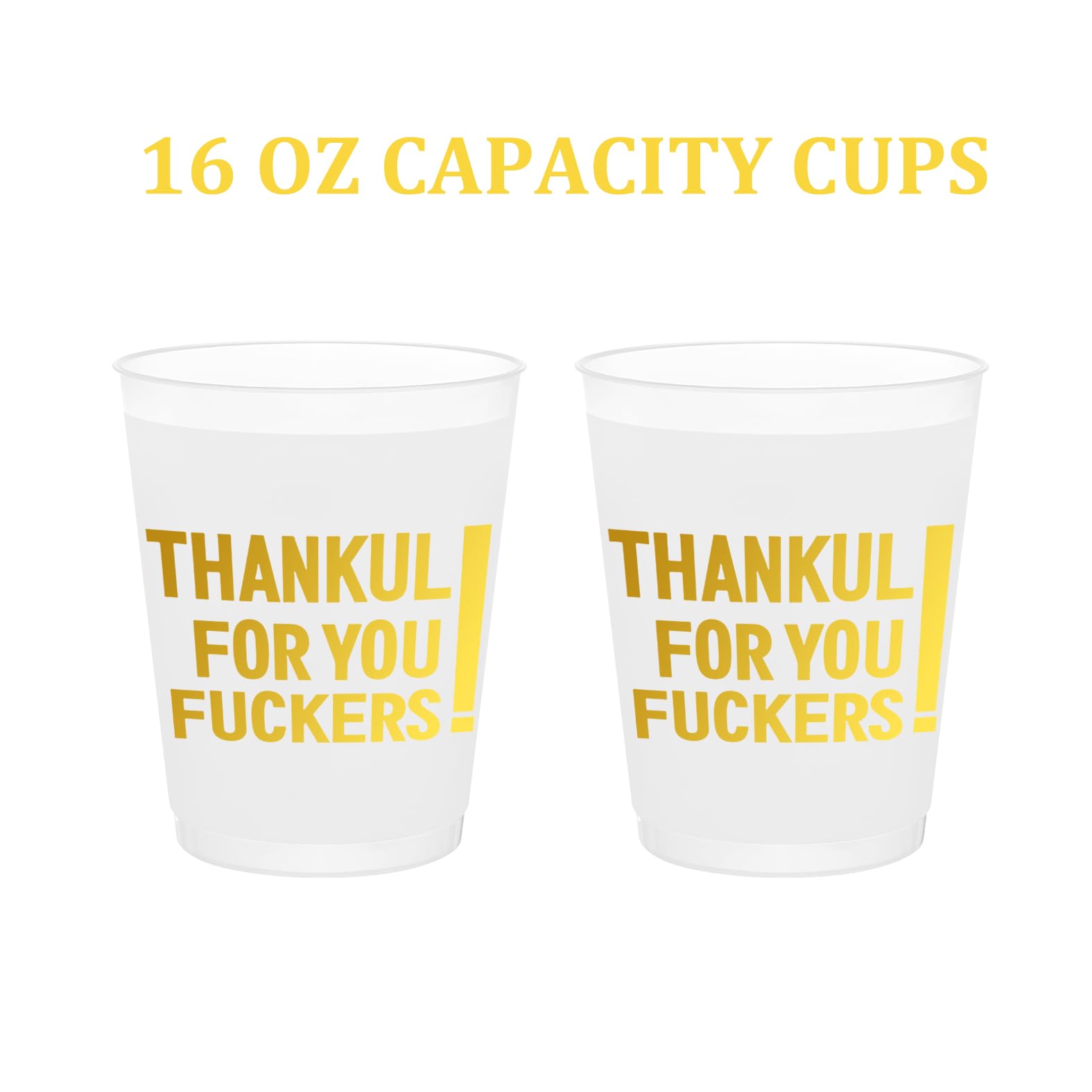 Thankful for You Cups, Happy Friendsgiving Cups, Friendsgiving Decorations, Friendsgiving Party Decorations, Friendsgiving Drinking Cups, BZ Thanksgiving Party Decorations (Gold Foil,16 Count,16 Oz.)