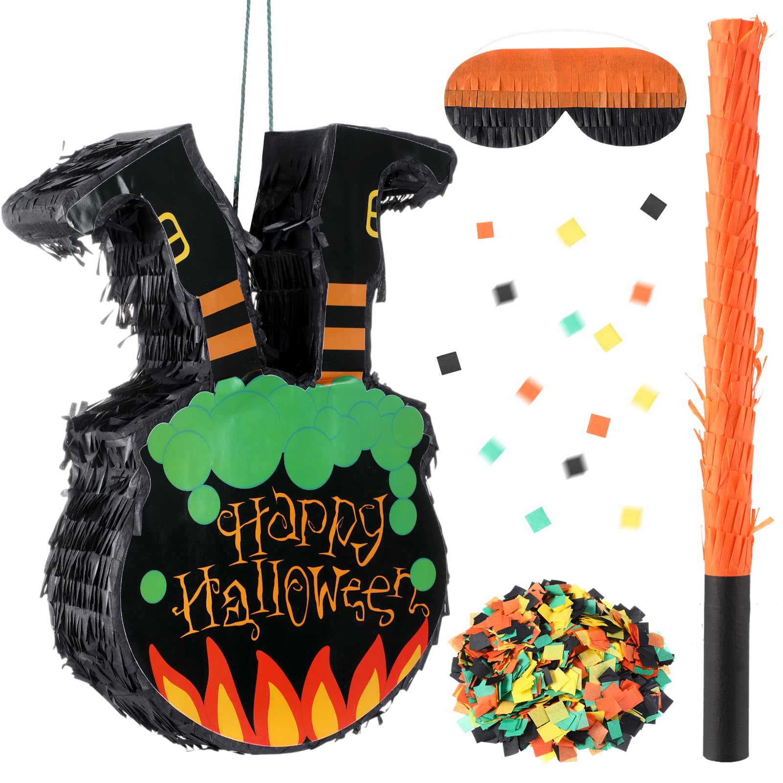 HyDren Halloween Witch Legs Piñata for Halloween Party Supplies with Blindfold Bat Halloween Photo Prop Decoration