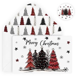 artoid mode 24 pack merry christmas thank you cards star snowflake xmas tree greeting cards gift with envelope sticker blank note cards for birthday wedding baby shower bridal shower, 4 x 6 inch