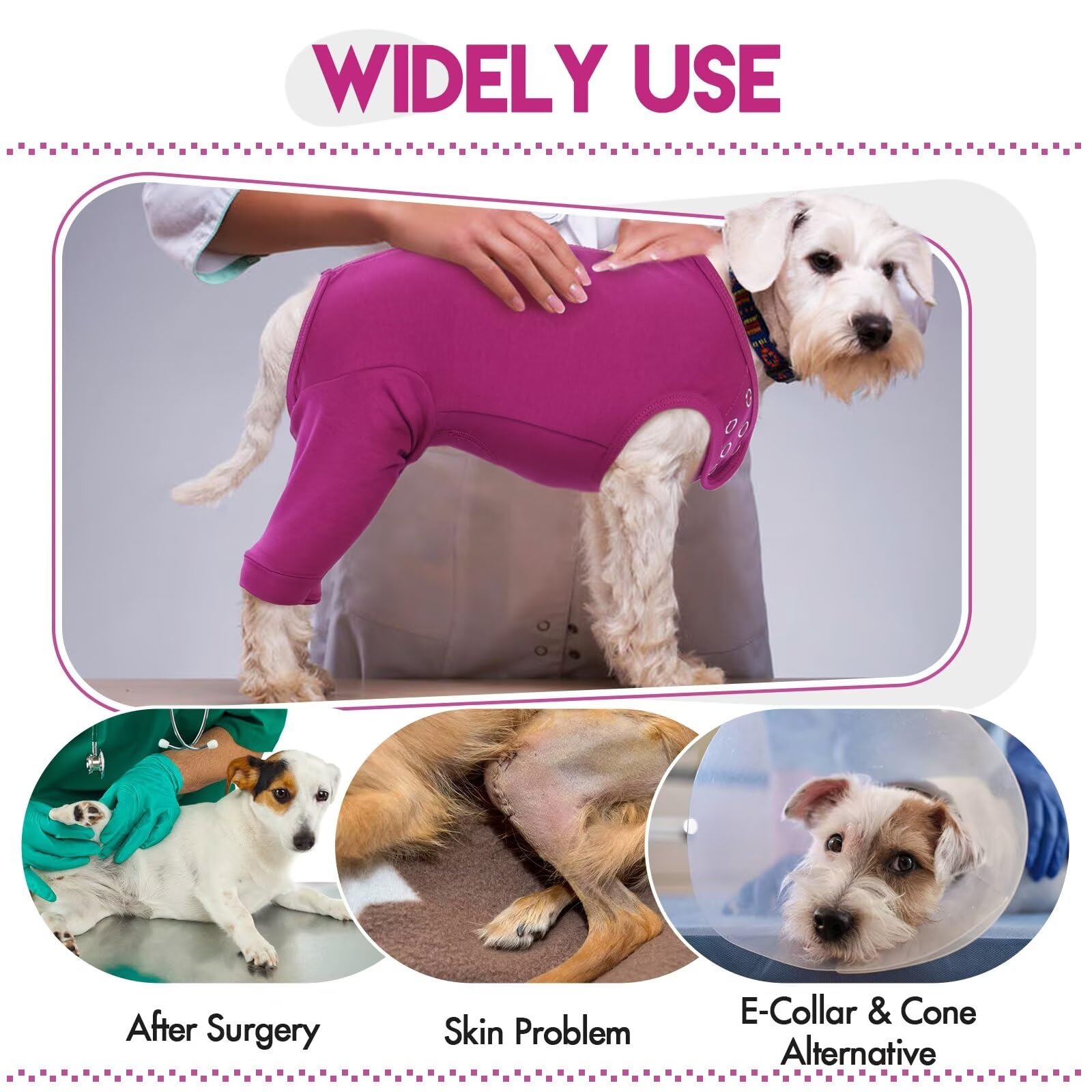 IDOMIK Dog Recovery Suit,Thigh Wound Protective Sleeve for Dogs,Anti Licking Dog Rear Leg Sleeve,Male Female Dog Surgical Clothes,Dog Surgical Suit with Pants Cover,Cone Collar Alternative,Purple,2XL