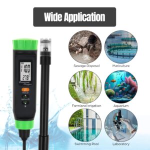 JuviPerpric Dissolved Oxygen Meter,Dissolved Oxygen Test Kit with Floating Probe, LED, 9.8Ft Cable Electrode, ATC, Digital Rechargeable DO Meter for Fish Tanks and Aquarium