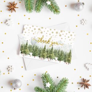 Artoid Mode 24 Pack Merry Christmas Thank You Cards Bird Xmas Tree Greeting Cards Gift With Envelope Sticker Blank Note Cards for Birthday Wedding Baby Shower Bridal Shower, 4 x 6 Inch