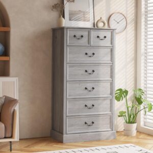 garveehome farmhouse 7 drawers dresser for bedroom, wood dresser chest of drawers organizer storage, rustic tall dresser chest of drawer for living room, closet, hallway children's room