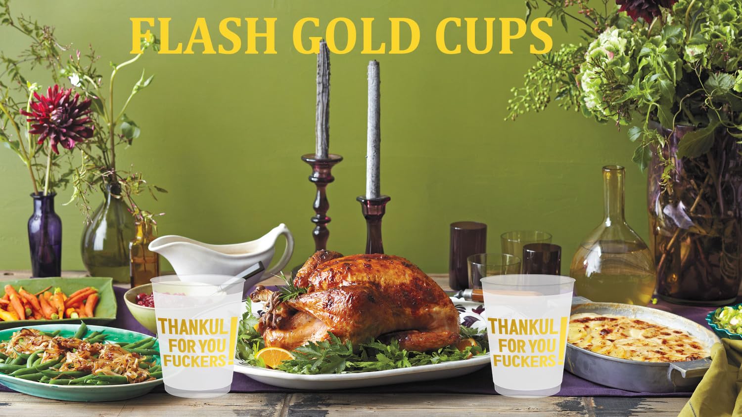 Thankful for You Cups, Happy Friendsgiving Cups, Friendsgiving Decorations, Friendsgiving Party Decorations, Friendsgiving Drinking Cups, BZ Thanksgiving Party Decorations (Gold Foil,16 Count,16 Oz.)