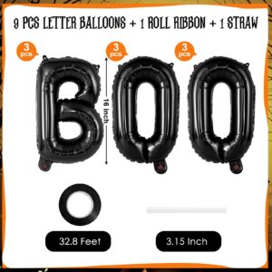 Boo Banner Balloons, 16 Inch Halloween Black Boo Letters Balloons, Boo Foil Mylar Balloons for Happy Boo Day Halloween Party Decorations Supplies