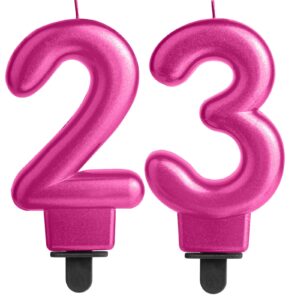 zi lan 23th birthday candles, rose pink birthday number 23 candle for cake topper happy birthday party decorations wedding anniversary celebration supplies