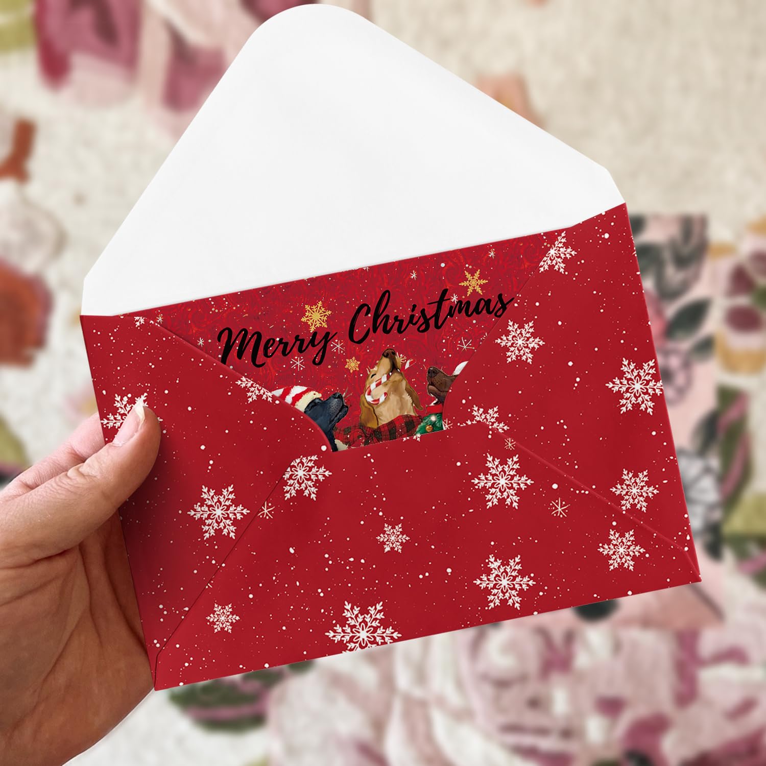 Artoid Mode 24 Pack Merry Christmas Thank You Cards Snowflake Dog Pet Greeting Cards Gift With Envelope Sticker Blank Note Cards for Birthday Wedding Baby Shower Bridal Shower, 4 x 6 Inch