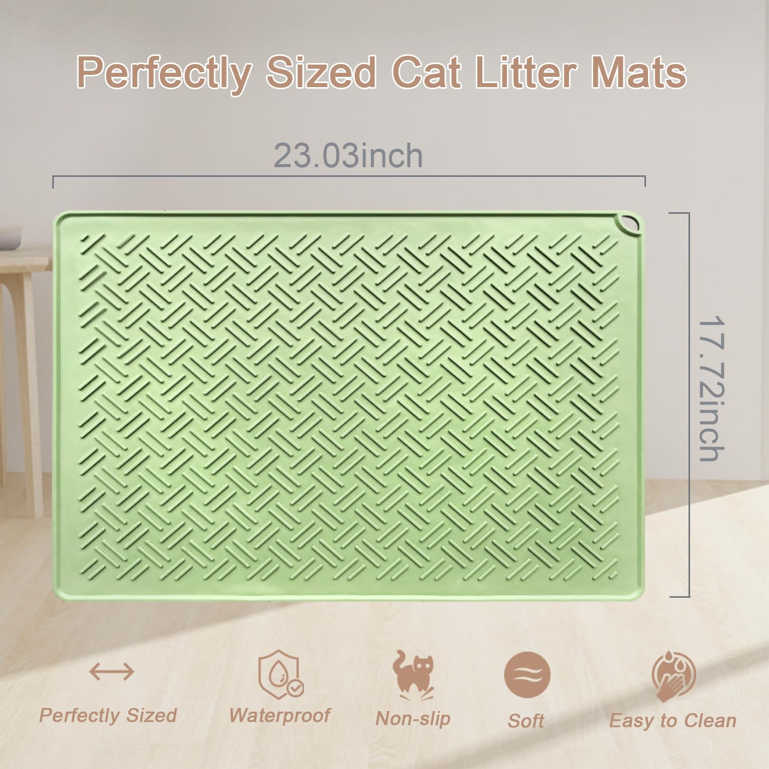 Gentledog Cat Litter Mat, Cat Litter Trapping Mat, Non-Slip, Waterproof Silicone Cat Litter Box Mat, Scatter Control, Machine Washable, 23”x18”