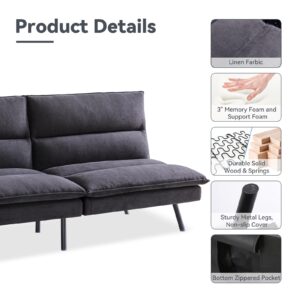 AMICLIBER Armless Futon Loveseat Sofa Bed (Black)