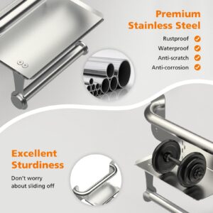 Grab Bars for Bathtubs and Showers with Toilet Paper Holder, Assistance Handle with Toilet Roll Holder and Shelf for Elderly Seniors, Waterproof Bathroom Handicap Safety Handrail for Wall Mount