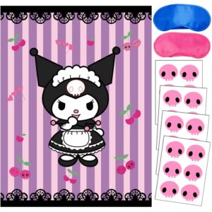 kuromi birthday party supplies, kuromi party games for boys girls, large poster 24pcs stickers for kuromi birthday favors decorations